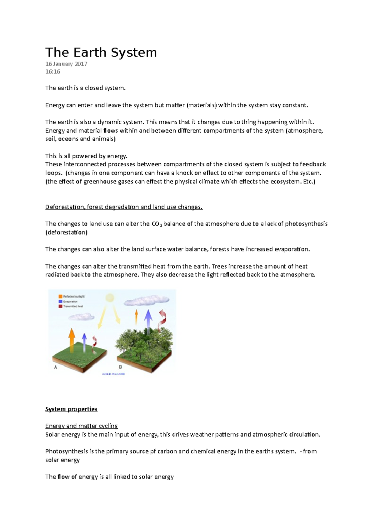 Ecology and Enviromental Science - The Earth System 16 January 2017 16 ...