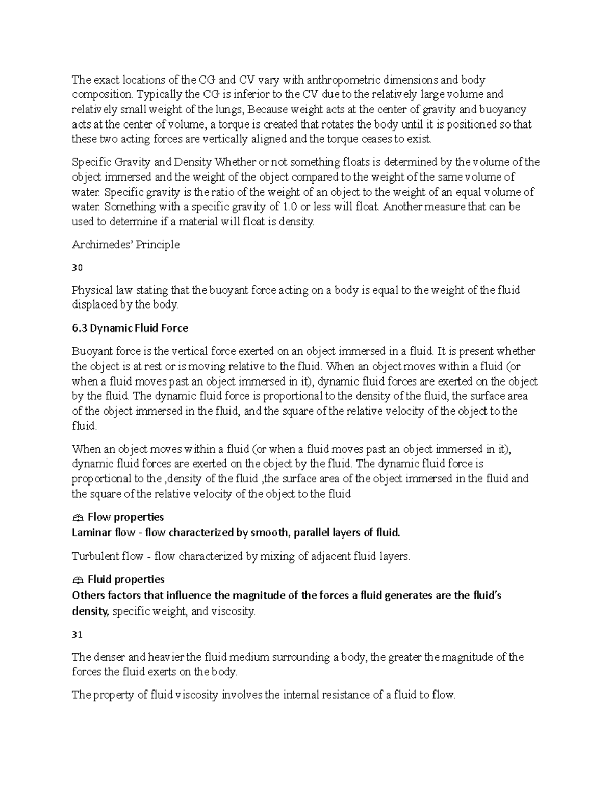 Kinesiology notes 3 - The exact locations of the CG and CV vary with ...