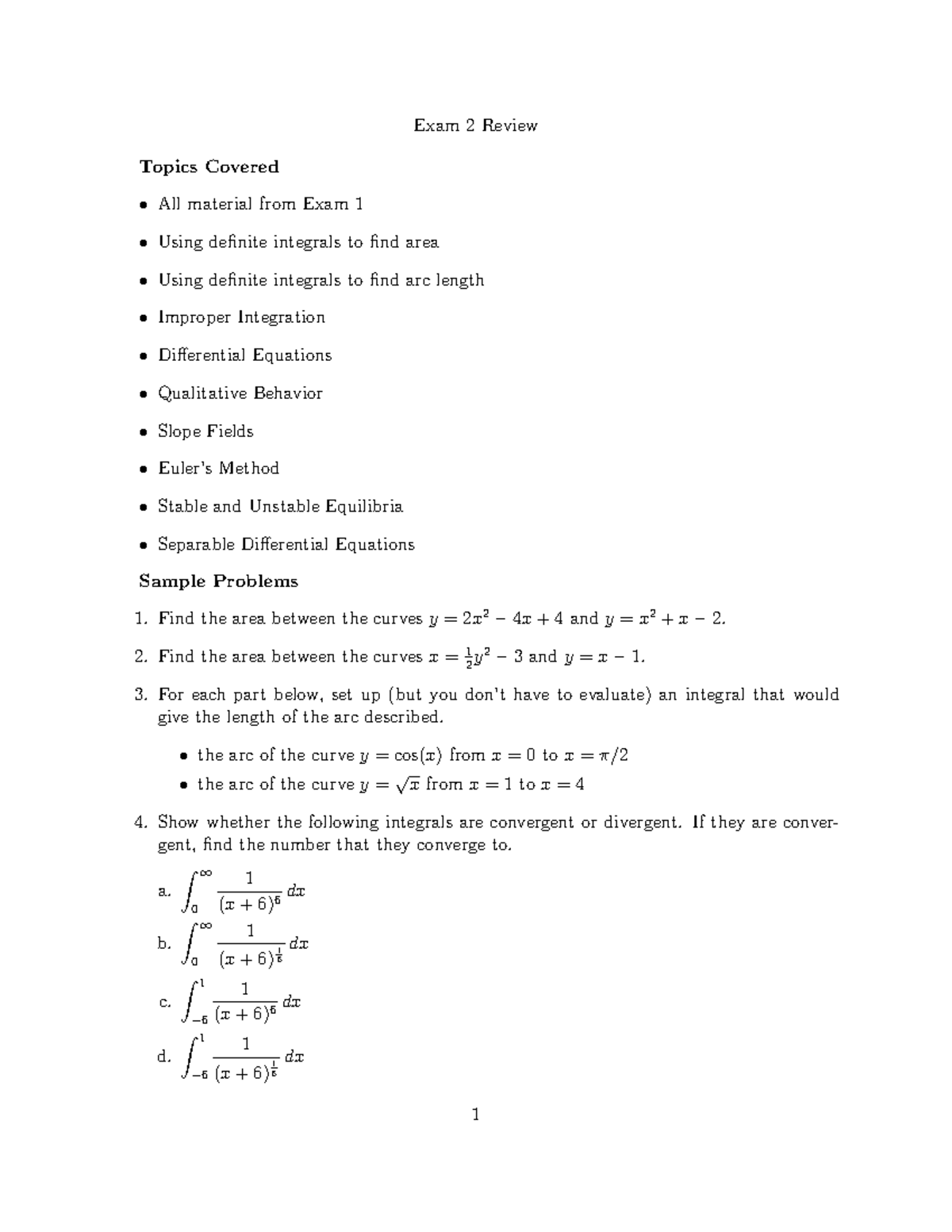 221 S23 Exam 2 Review - Exam 2 Review Topics Covered All material from ...
