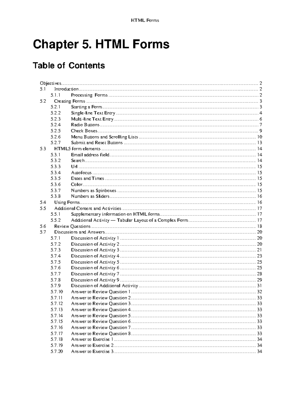 Chp05 - Lecture notes - Chapter 5. HTML Forms Objectives Table of ...