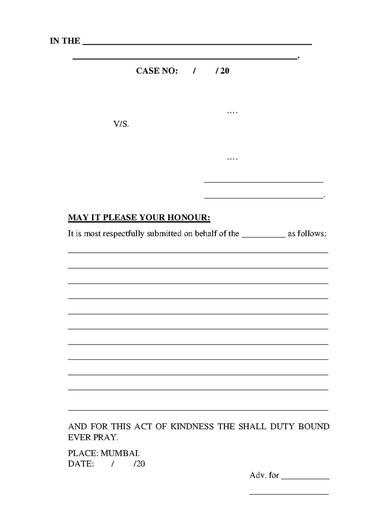 Blank Applications - IN THE ...