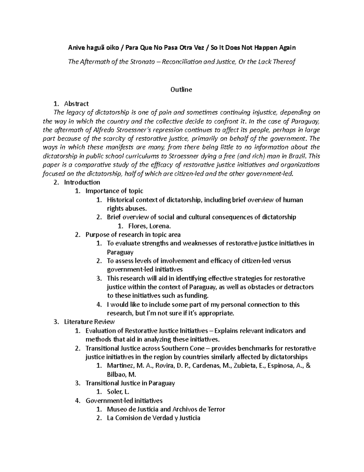 Anive haguã oiko - Para que no pasa otra vez - LAS6934 Final Paper ...