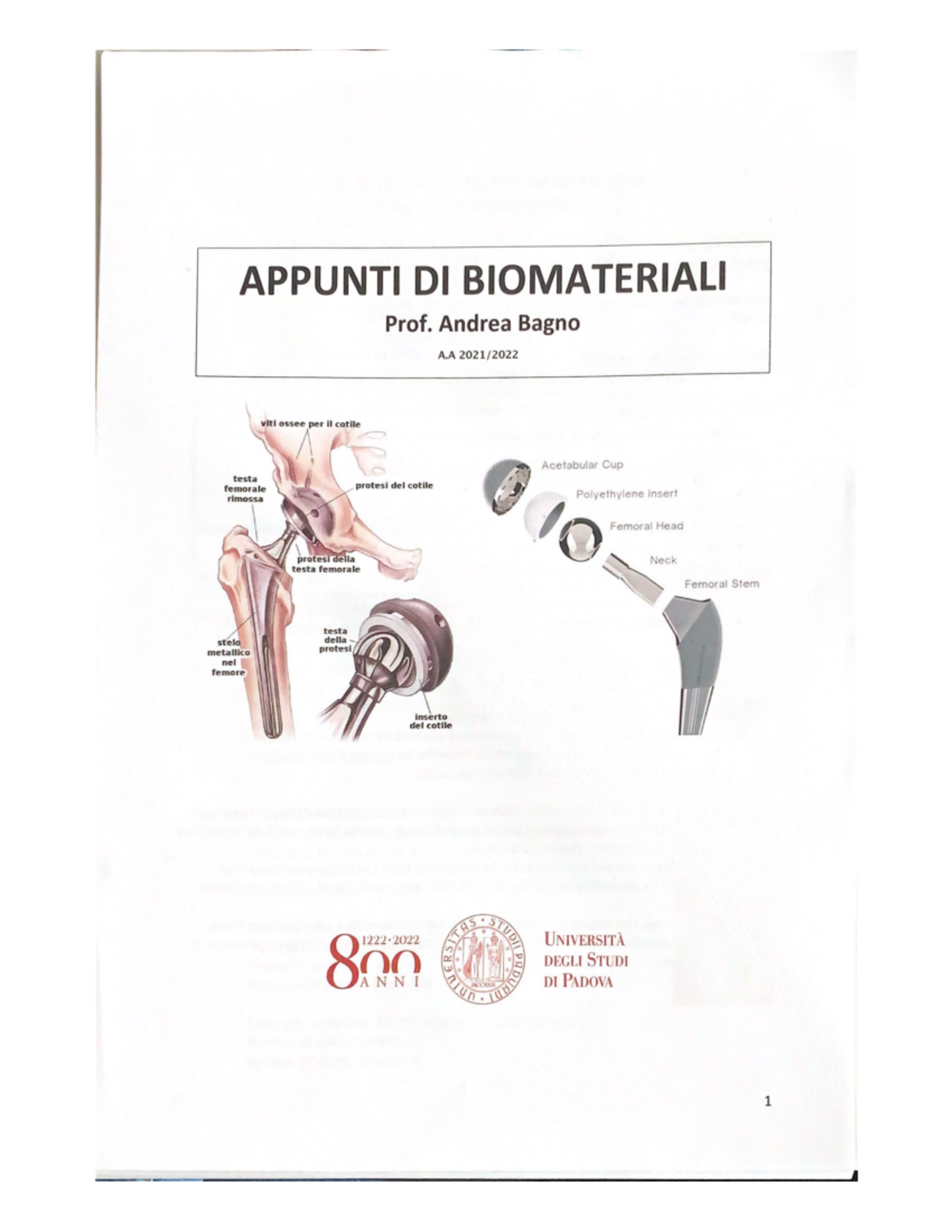 Appunti biomateriali - Studocu