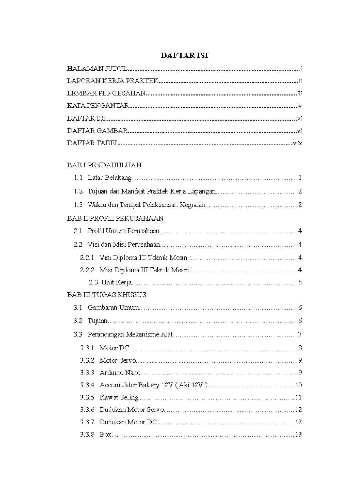 Makalah Mekanisme Pembuka Pintu Otomatis - DAFTAR ISI HALAMAN - Studocu