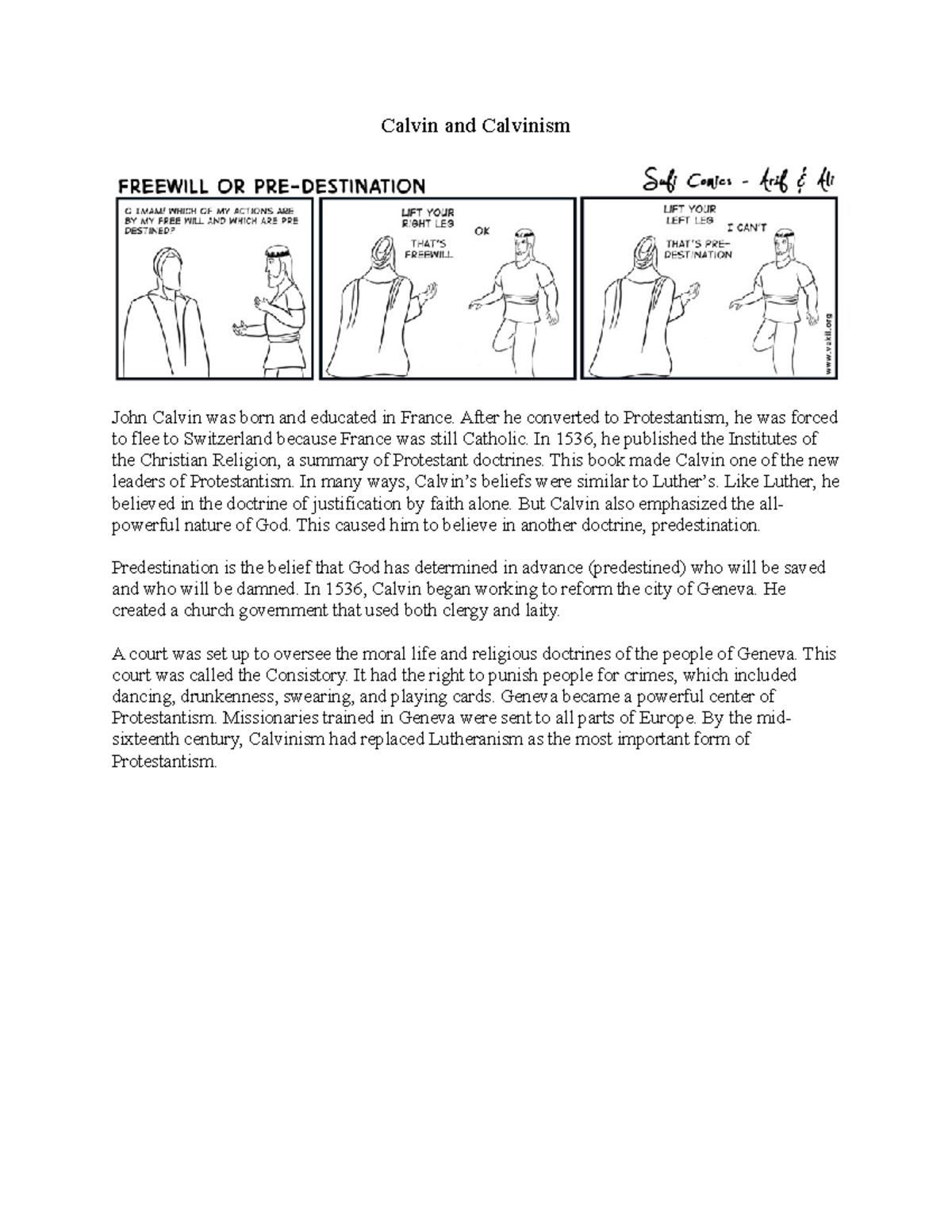 Calvin and Calvinism - Springer - Calvin and Calvinism John Calvin was ...