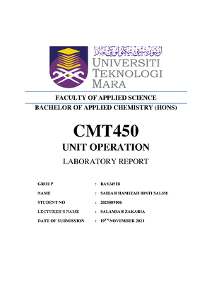Exp1(UO) - EXPERIMENT 1 (UNIT OPERATIONS) SIMPLE BATCH DISTILLATION ...