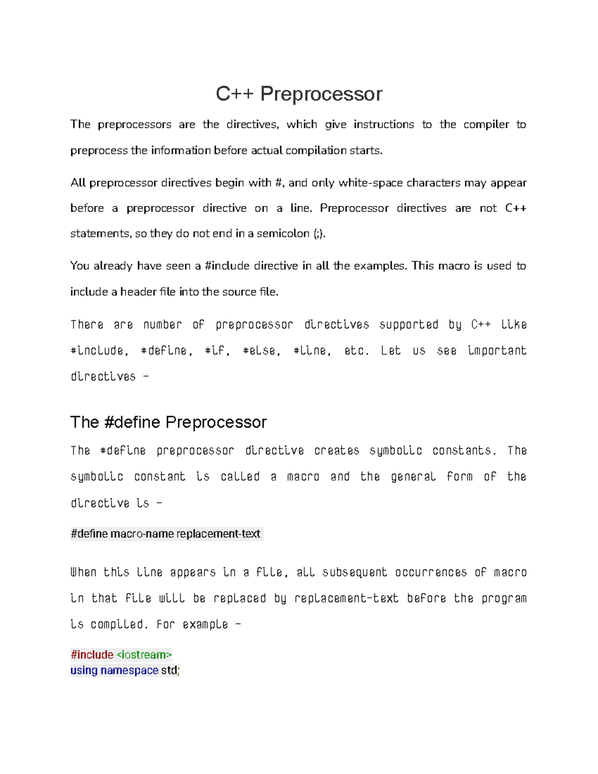 CPlusplus Preprocessor - C++ Preprocessor The preprocessors are the ... CPlusplus Preprocessor - C++ Preprocessor The preprocessors are the ...