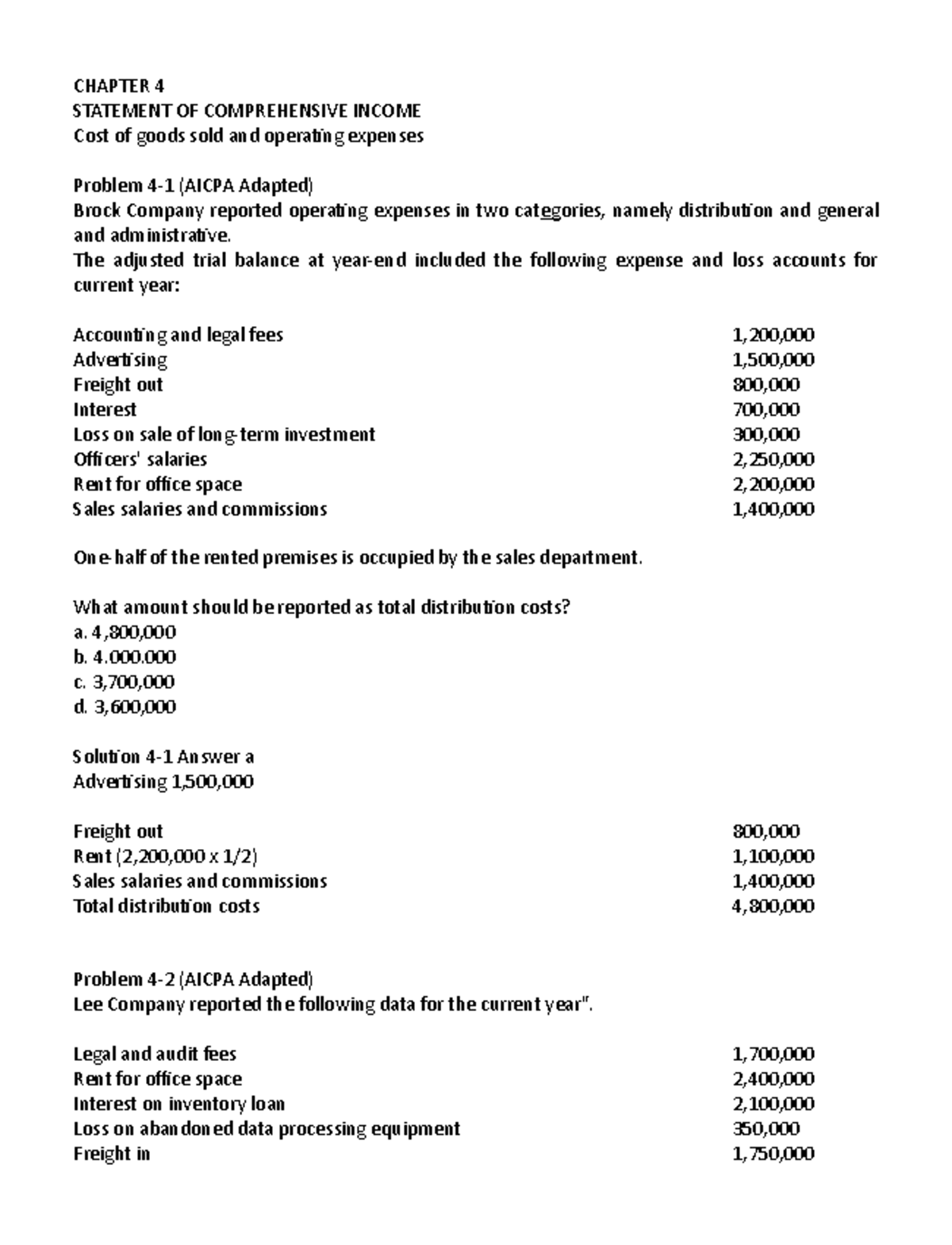 FINANCIAL ACCOUNTING: Chapter 4 - CHAPTER 4 STATEMENT OF COMPREHENSIVE ...