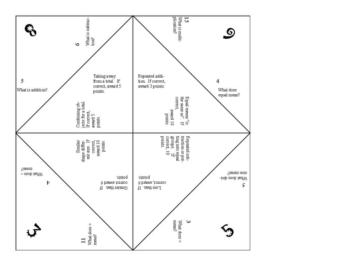 Math Operations Vocabulary Cootie Catcher-1 - Combining ob-jects for a ...