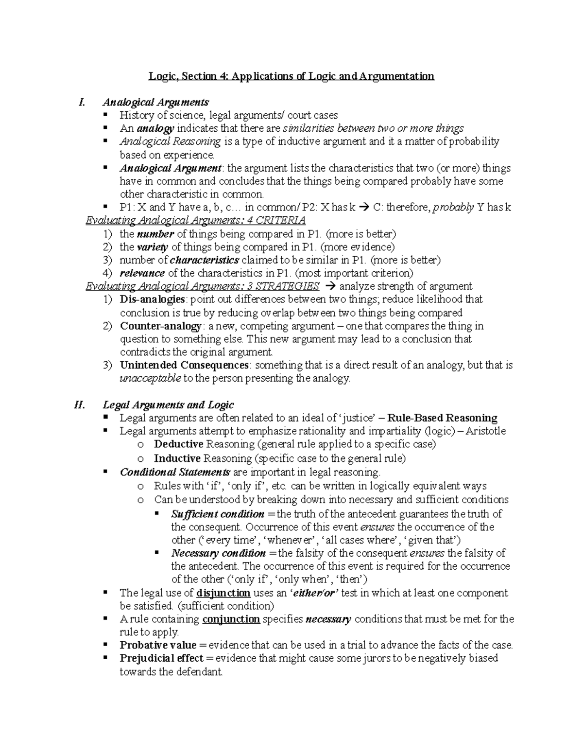 Review Notes - Final Exam 4 - Logic, Section 4: Applications of Logic ...
