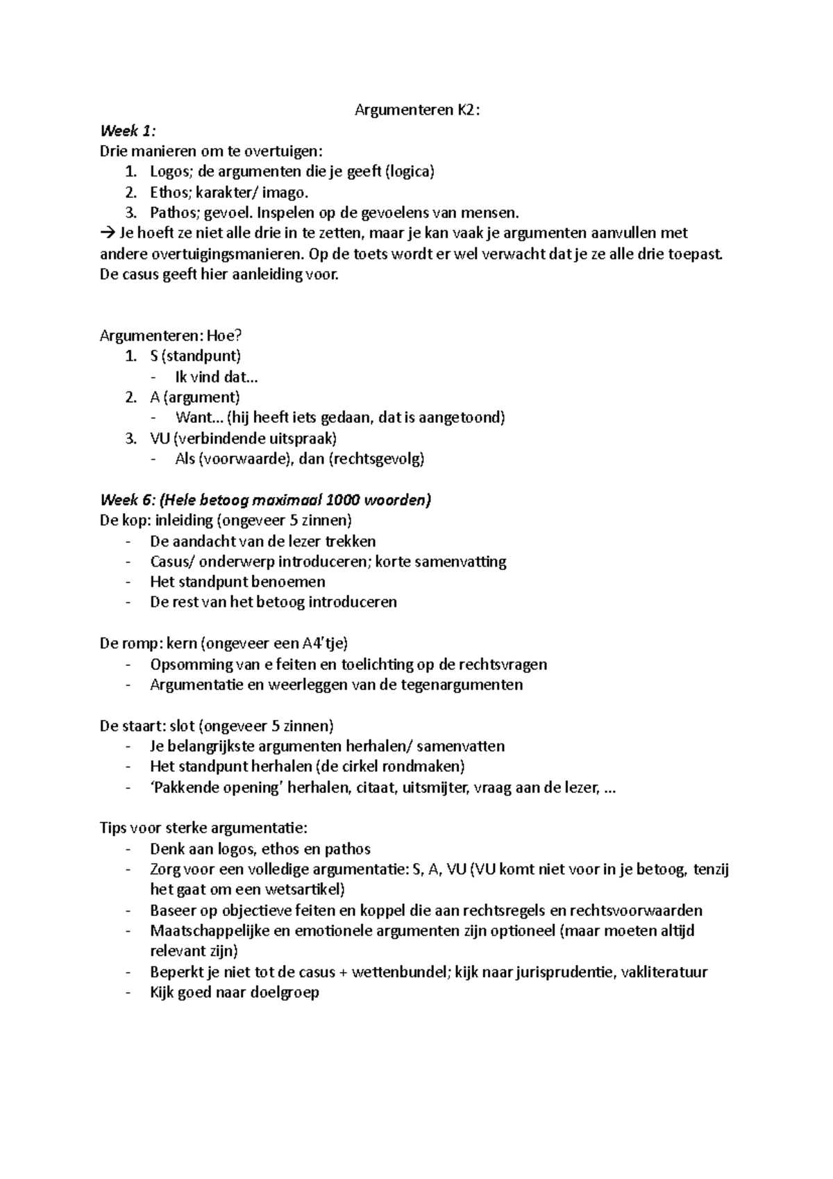 Les aantekeningen - Argumenteren K2: Week 1: Drie manieren om te ...