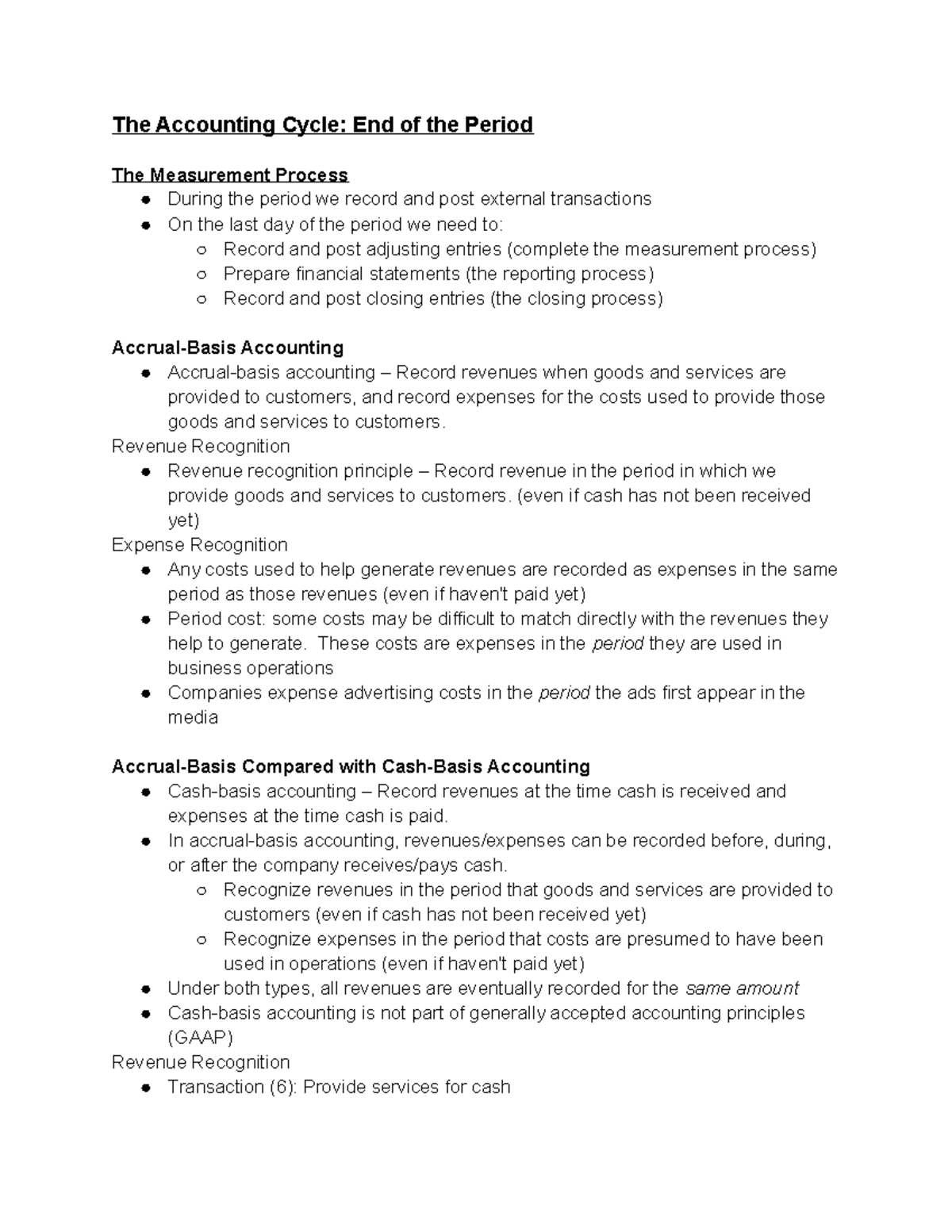 Ch 3 Accounting Cycle End of Period - The Accounting Cycle: End of the ...