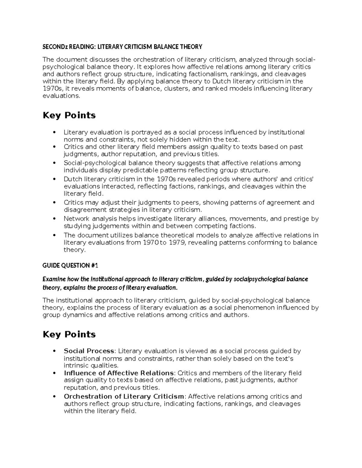 Literary Criticism Balance Theory - SECONDz READING: LITERARY CRITICISM ...