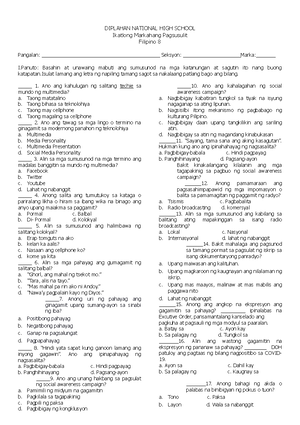 Tayutay Worksheet - PANUTO: Tukuyin kung anong uri ng tayutay ang bawat pangungusap. Isulat ang ...