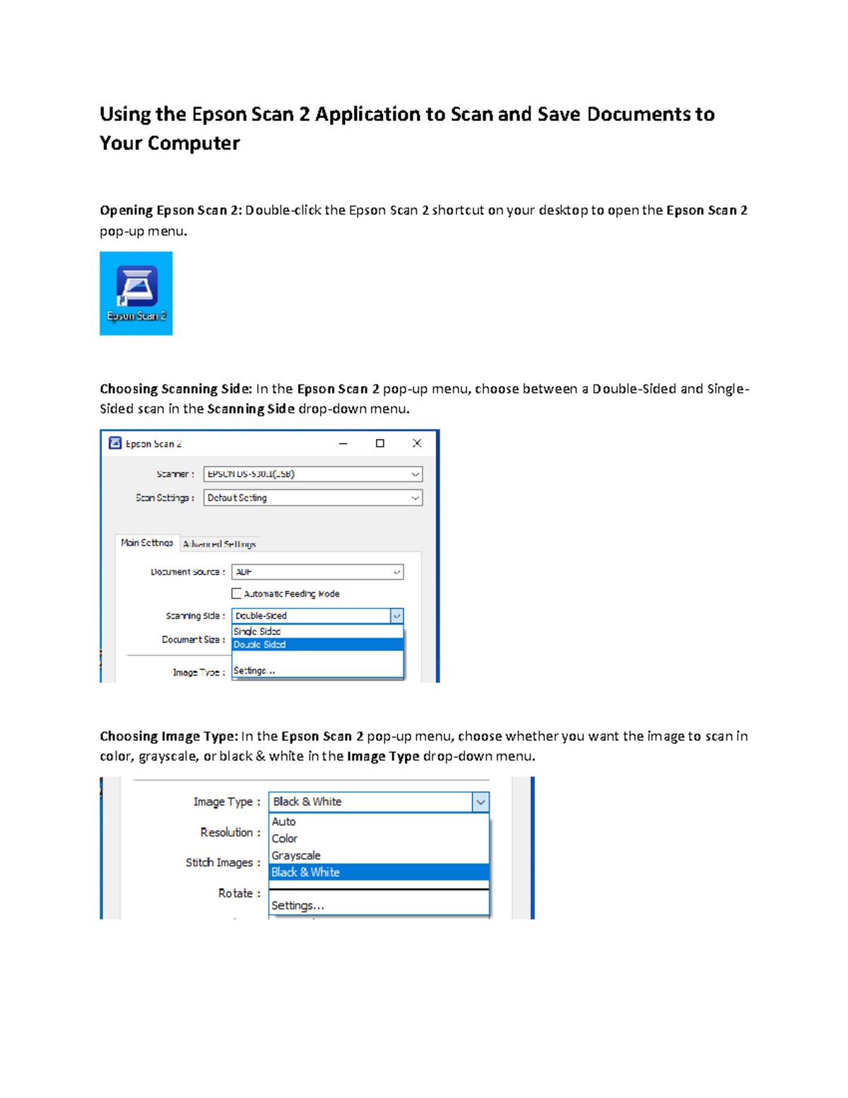 Usingthe Epson Scan 2Applicationto Scanand Save Documentsto Your ...