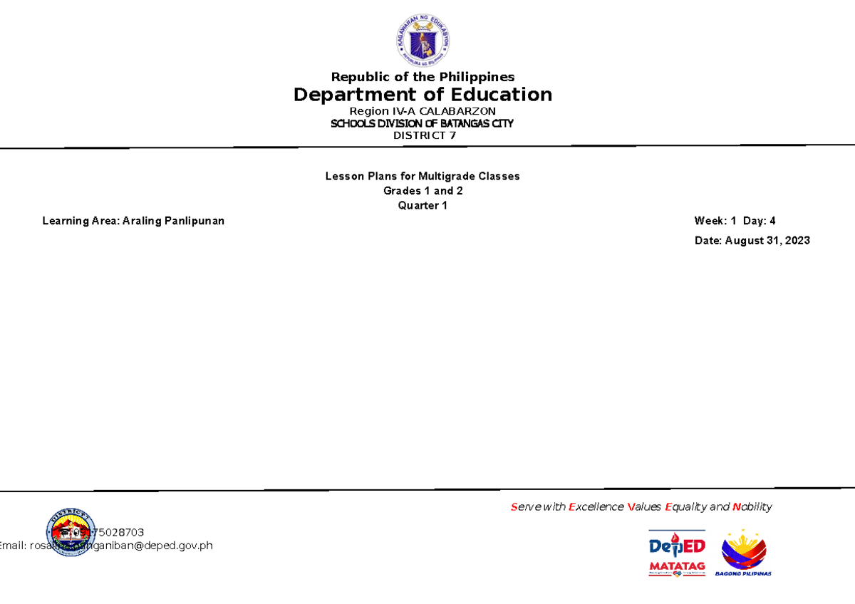 4 - lesson plan - Republic of the Philippines Department of Education ...