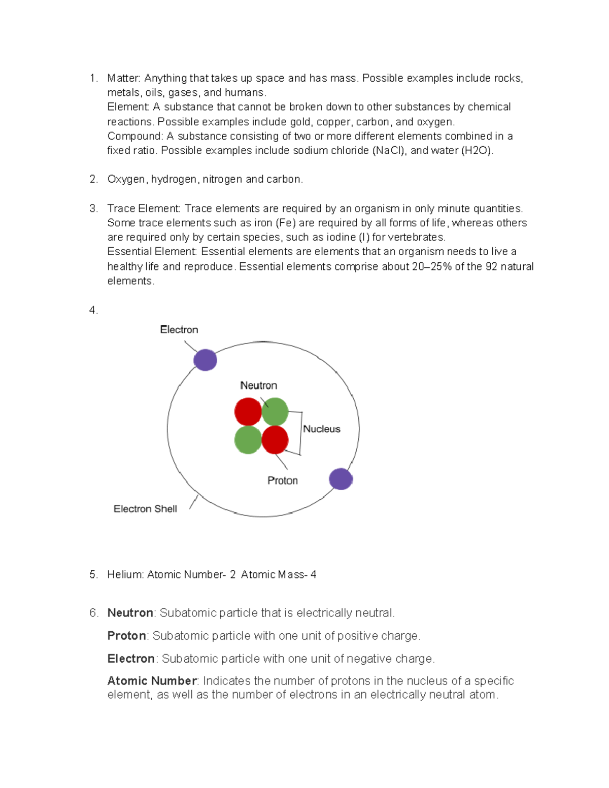 Assignment 2 - Matter: Anything that takes up space and has mass ...