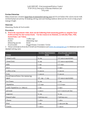 LAB Experiment & Report Blood Glucose FON 241LL - LAB Experiment and ...
