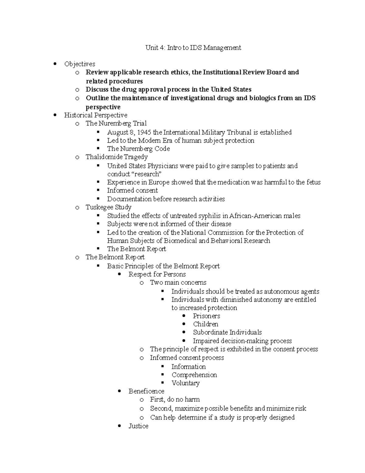 Unit 4 ids - Summer 2023 - Unit 4: Intro to IDS Management Objectives o Review applicable ...