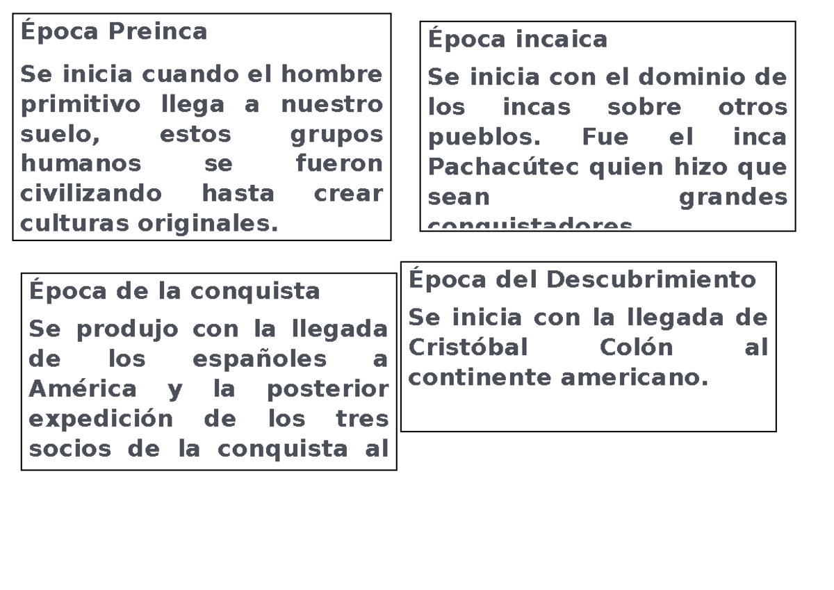 Epoca incaica - tarea - Época Preinca Se inicia cuando el hombre ...
