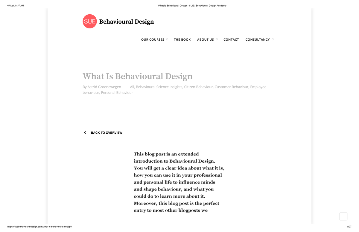 What is Behavioural Design - SUE Behavioural Design Academy - By Astrid ...
