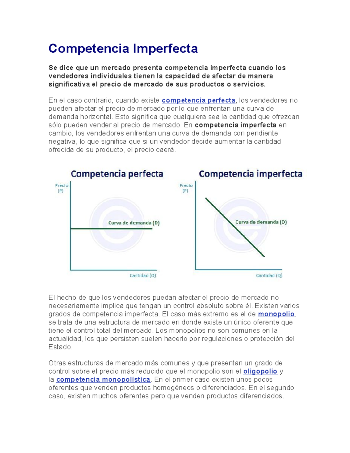 Competencia Imperfecta - Macroecnomia - Competencia Imperfecta Se dice ...