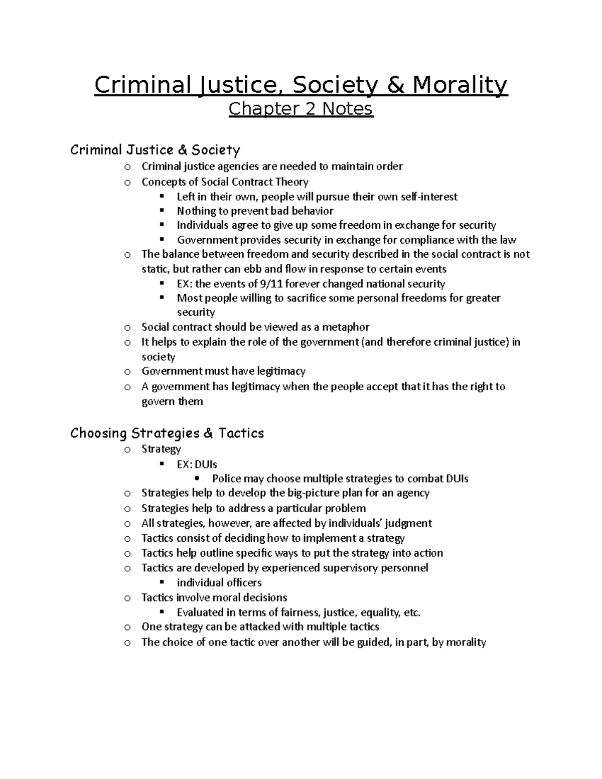 Criminal Justice, Society and Morality Chapter 2 Notes - Criminal ...