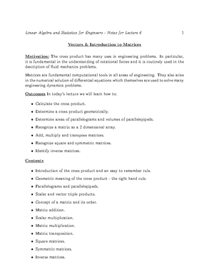 Notes for Lecture 5 - Vectors - Linear Algebra and Statistics for ...