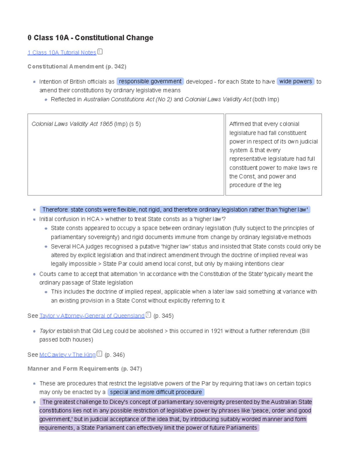 Reading Notes for Class 10A - Constitutional Change - 0 Class 10A ...