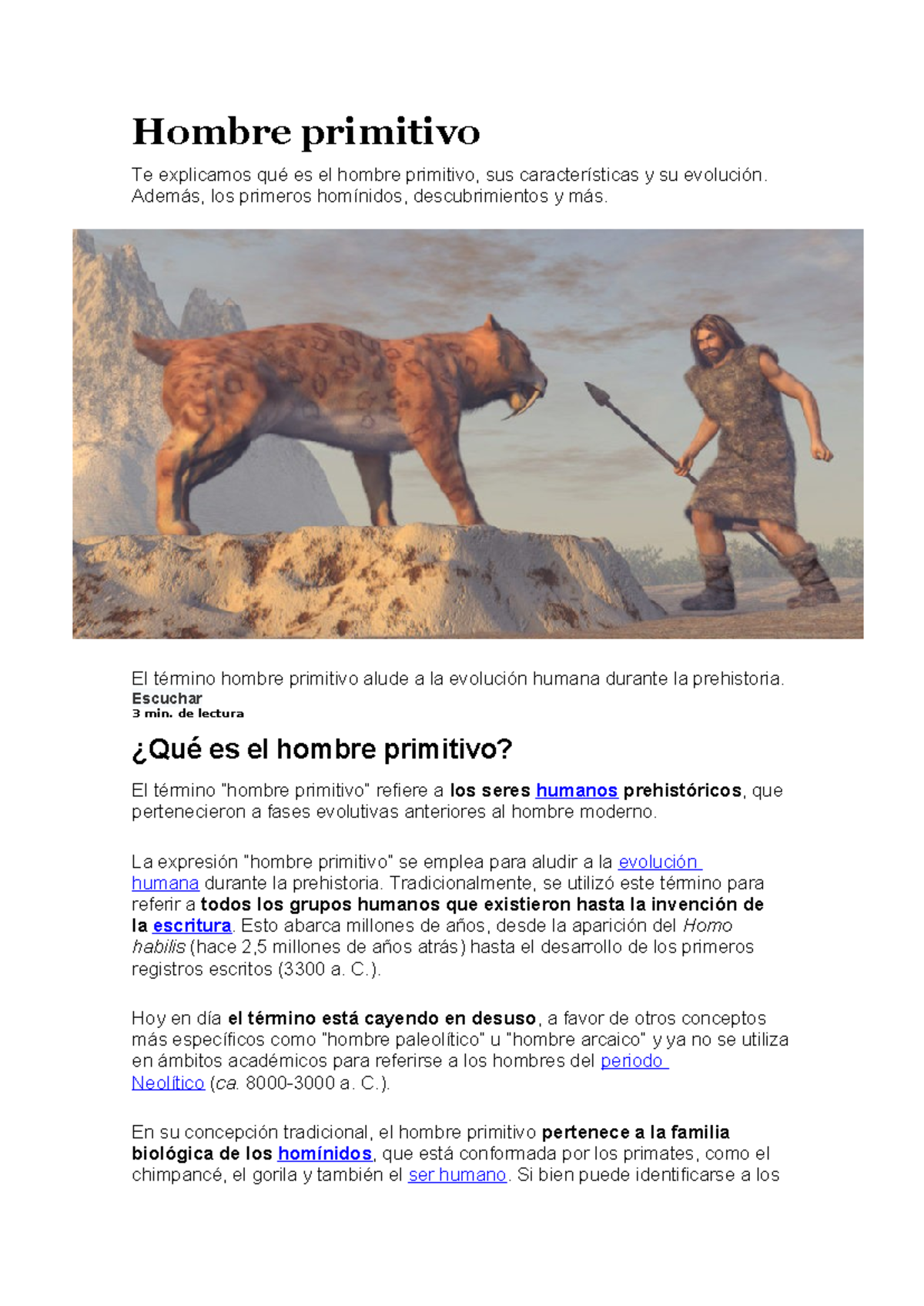 Hombre primitivo - características - Hombre primitivo Te explicamos qué ...