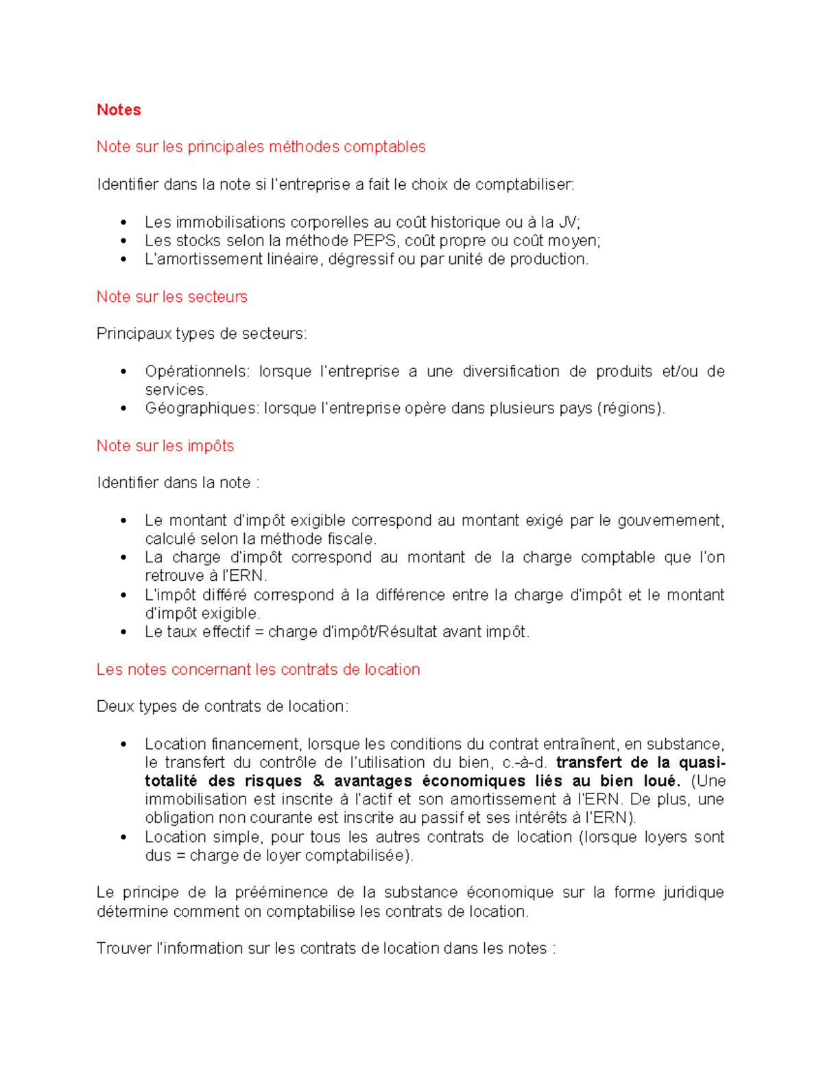 Notes-comptabilité financière - Notes Note sur les principales méthodes ...