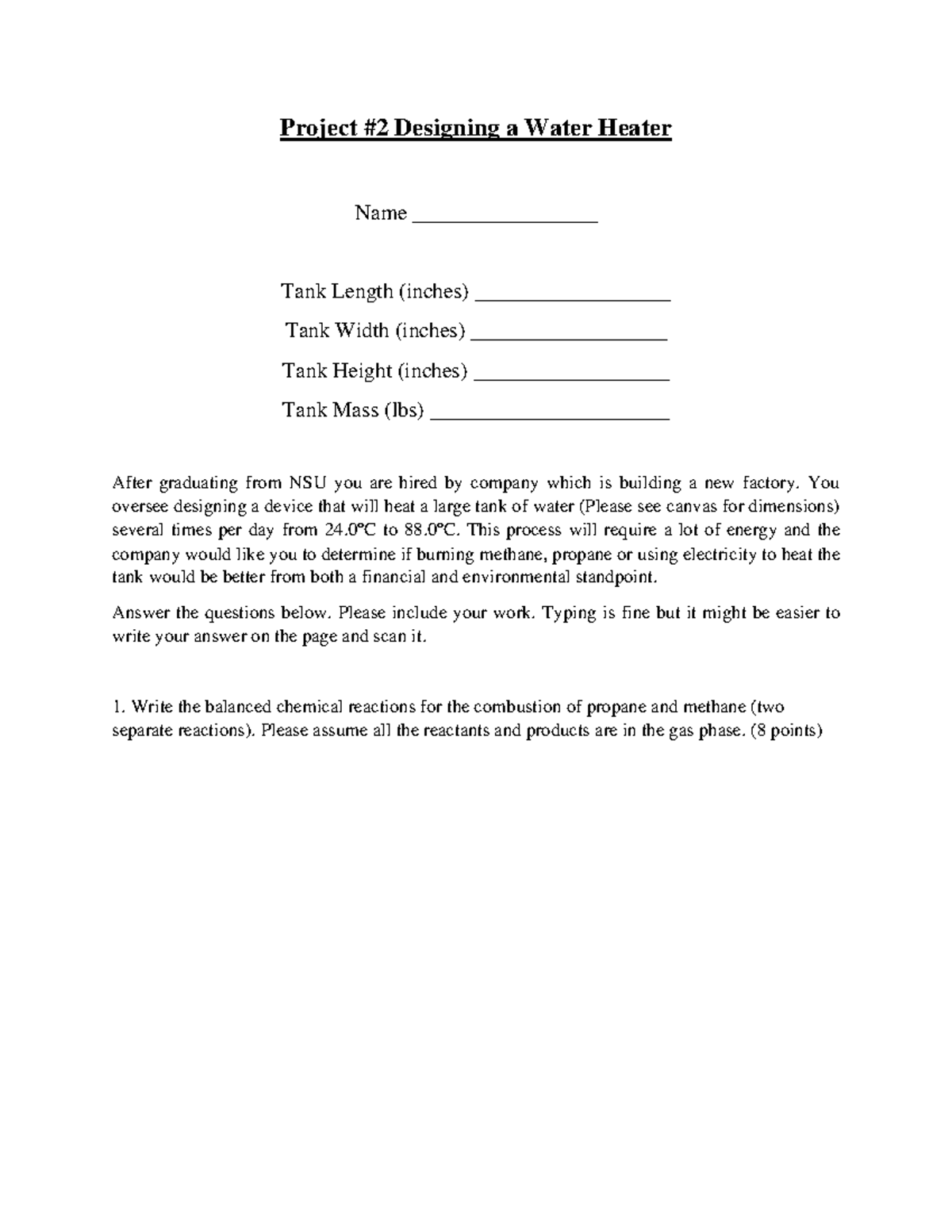 Water Heater Questions F2021 water heater questions - Project #2 ...