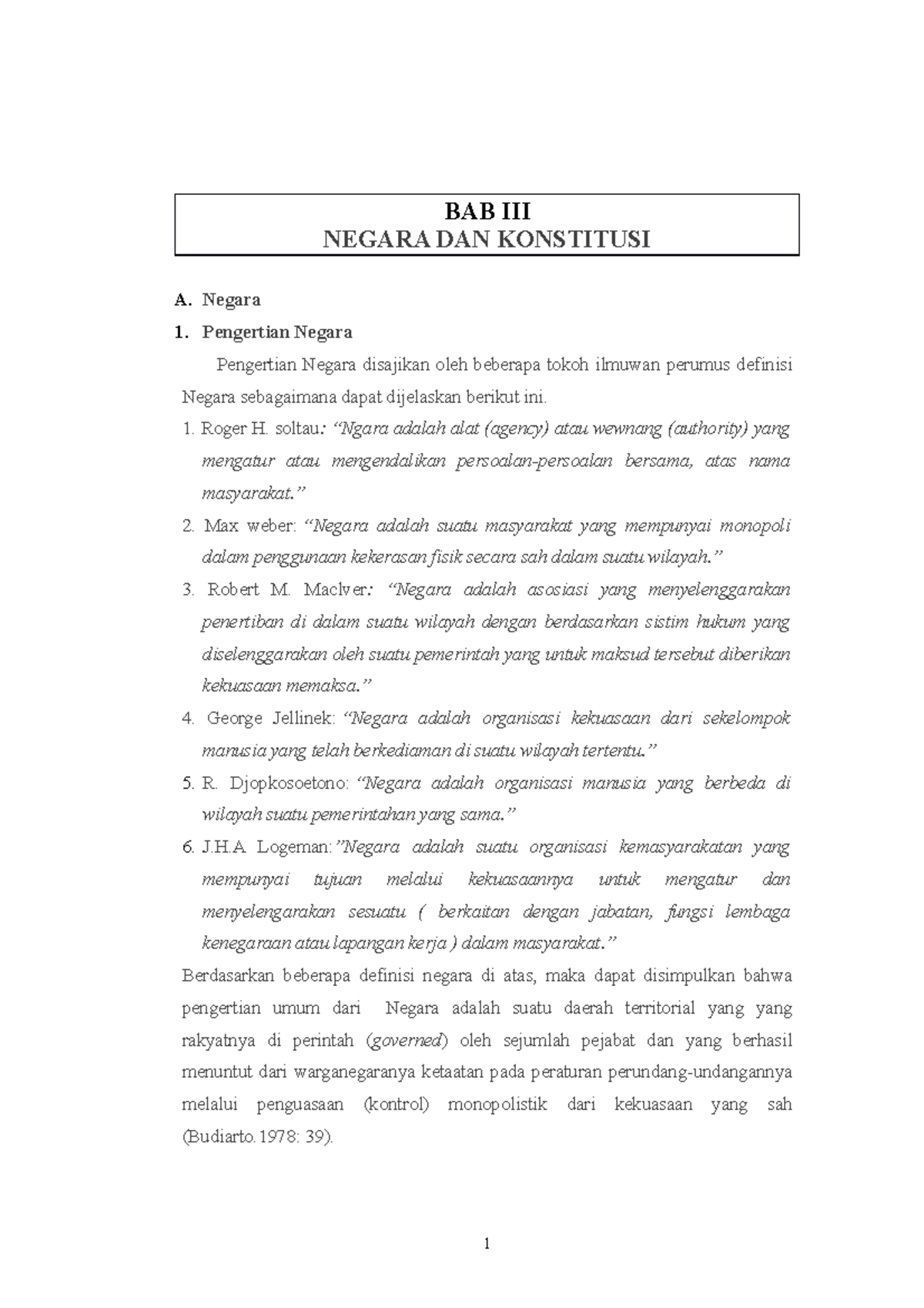 Negara DAN Konstitusi - BAB III NEGARA DAN KONSTITUSI A. Negara ...