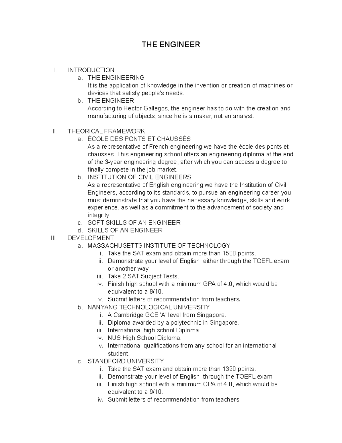 THE Engineer - Profesor Carlos Álvarez - THE ENGINEER I. INTRODUCTION a ...