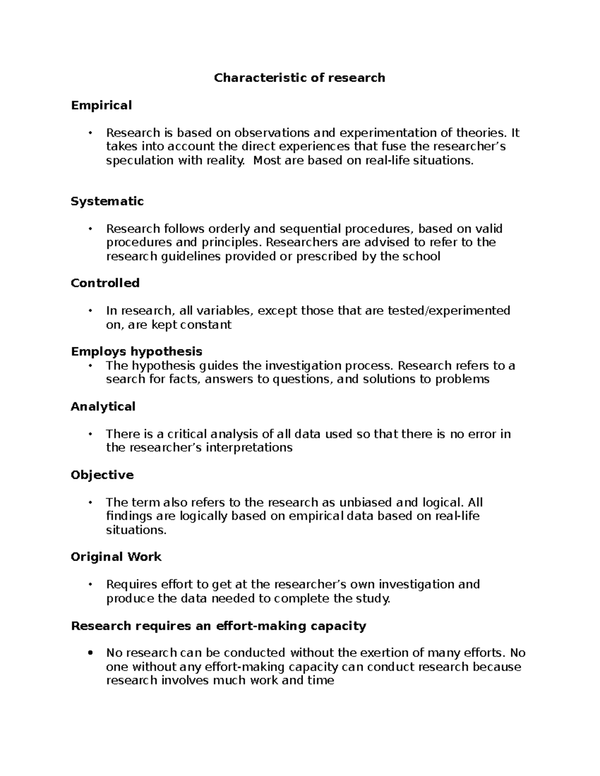 Characteristic of research - Characteristic of research Empirical ...
