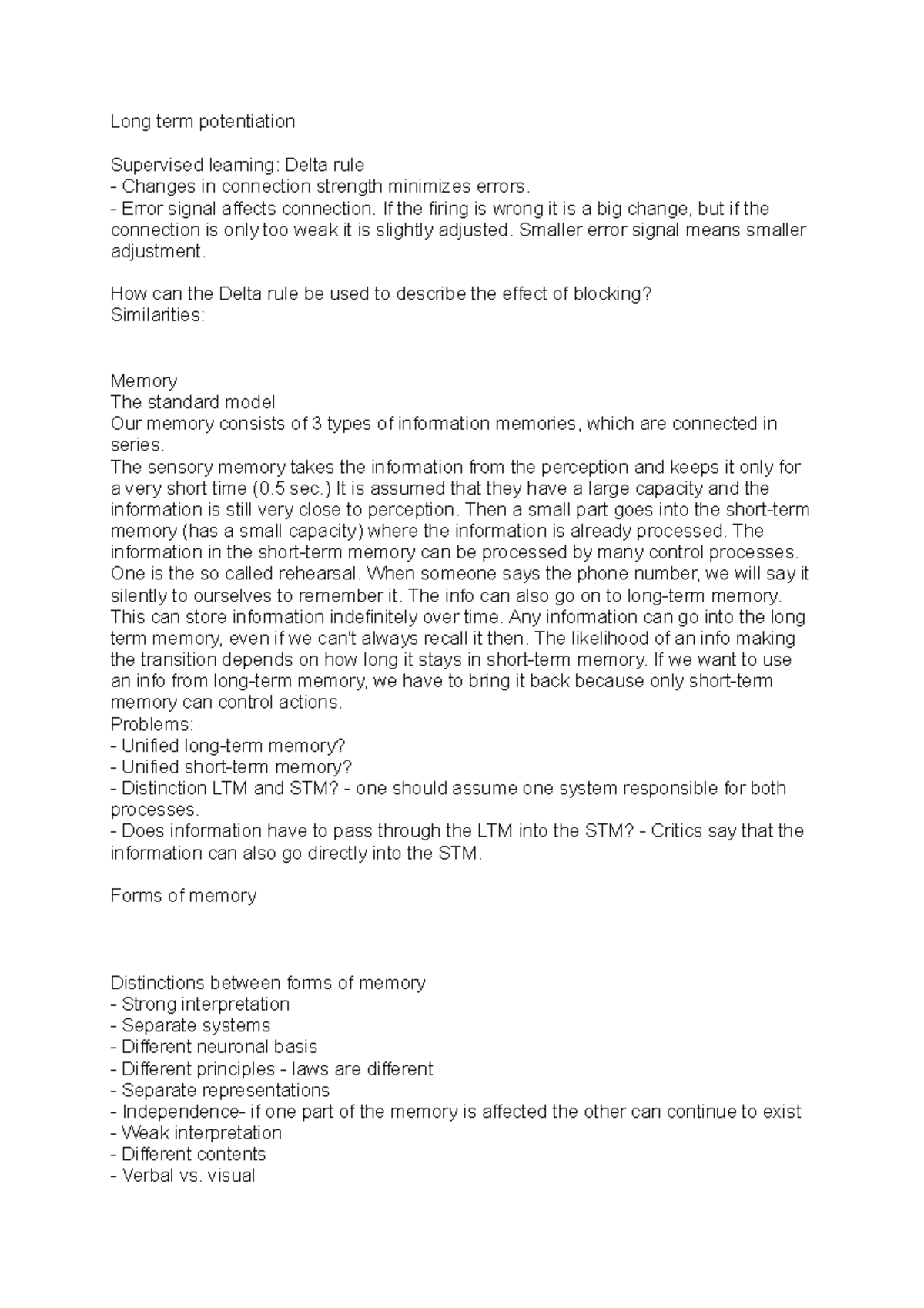 Long term potentiation - Long term potentiation Supervised learning ...