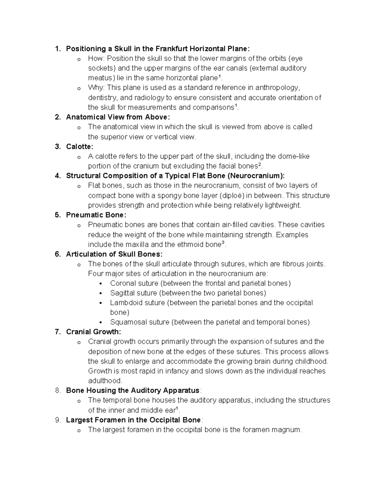 Anatomy skull questions - Positioning a Skull in the Frankfurt ...