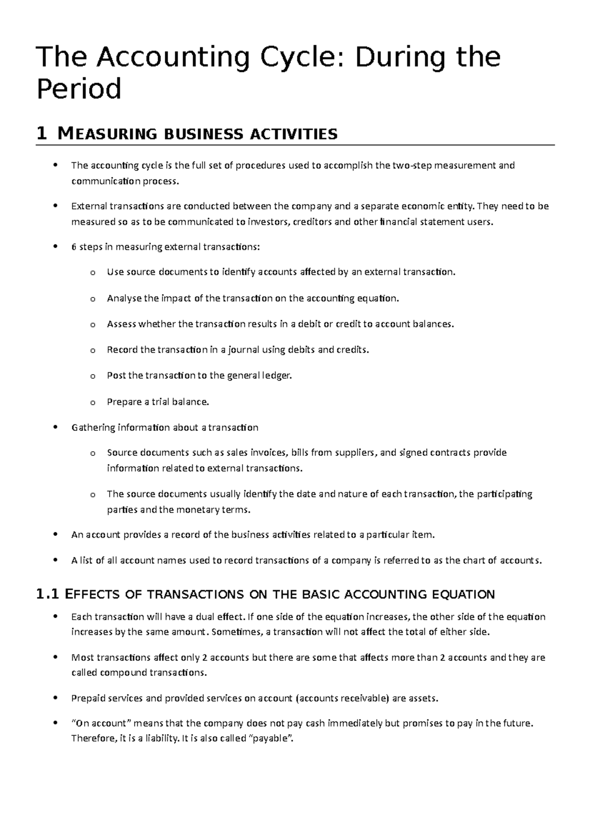 Financial Accounting Note 1 - The Accounting Cycle: During the Period 1 ...