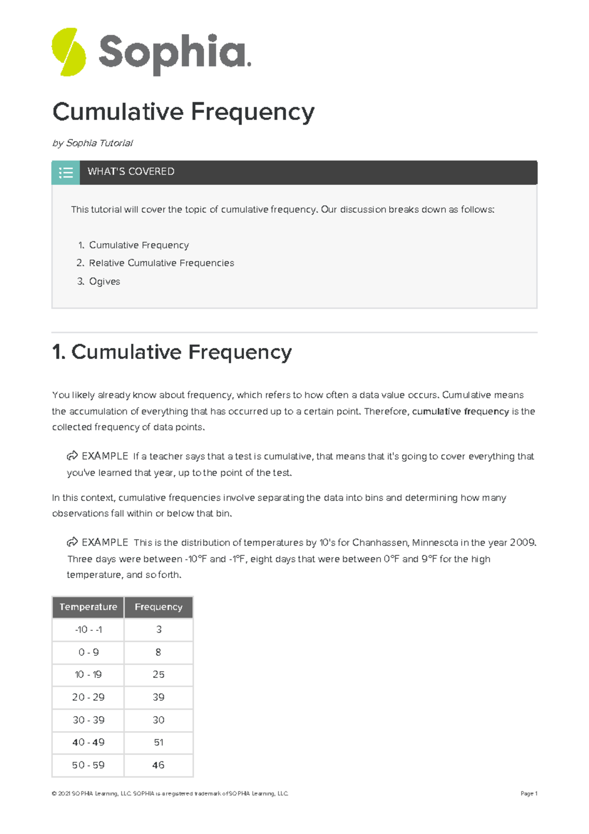 Cumulative frequency paper - Cumulative Frequency by Sophia Tutorial ...