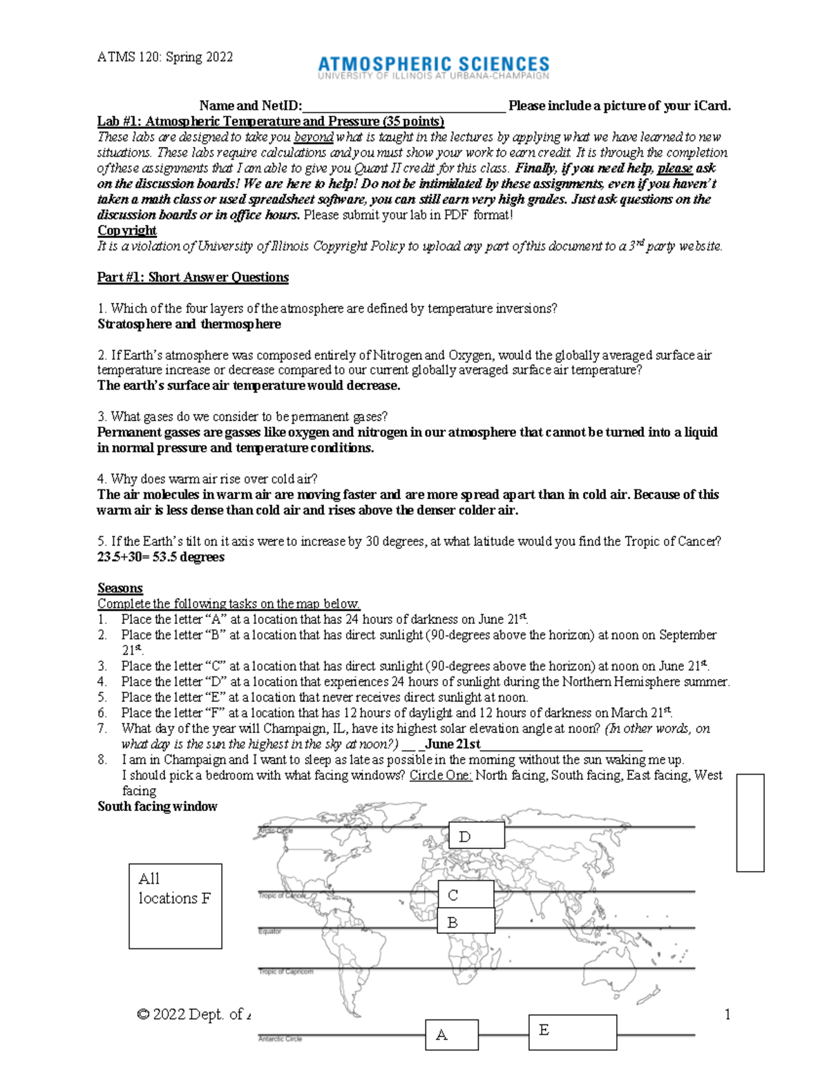 Lab 1 2022 Atmospheric temp and pressure - © 2022 Dept. of Atmospheric ...