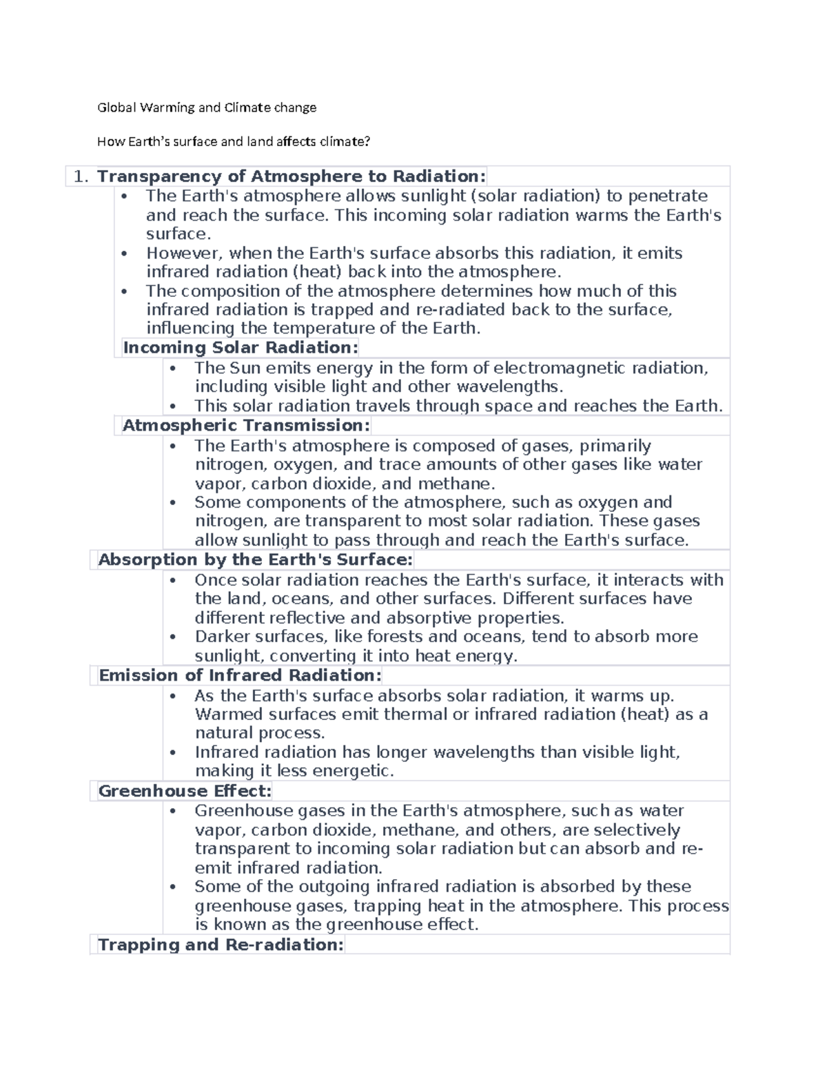 Global Warming and Climate change - Transparency of Atmosphere to ...