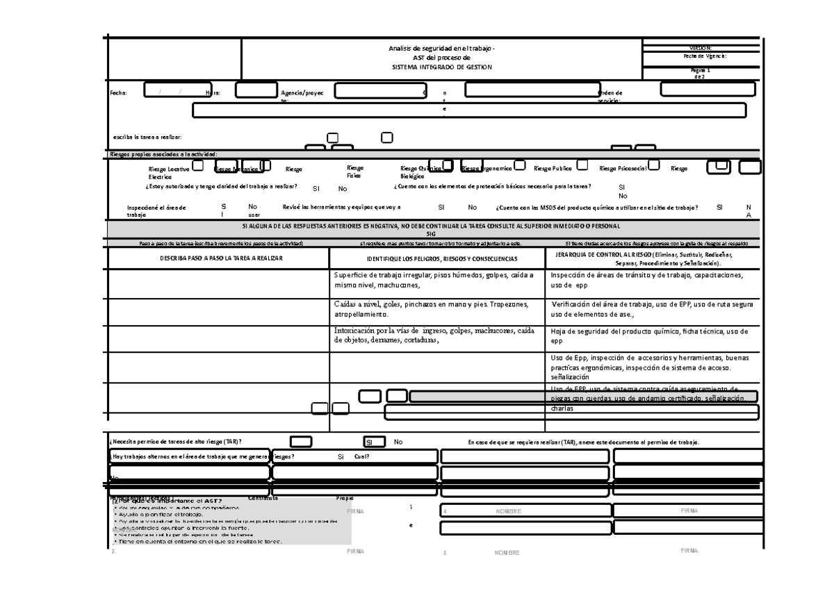 Ast version 7 agosto 2018 0 - i e Analisis de seguridad en el trabajo ...