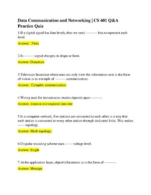 CS601 handouts 1 45 - Table of Contents Data Communication CS Lecture No. 1 - Studocu