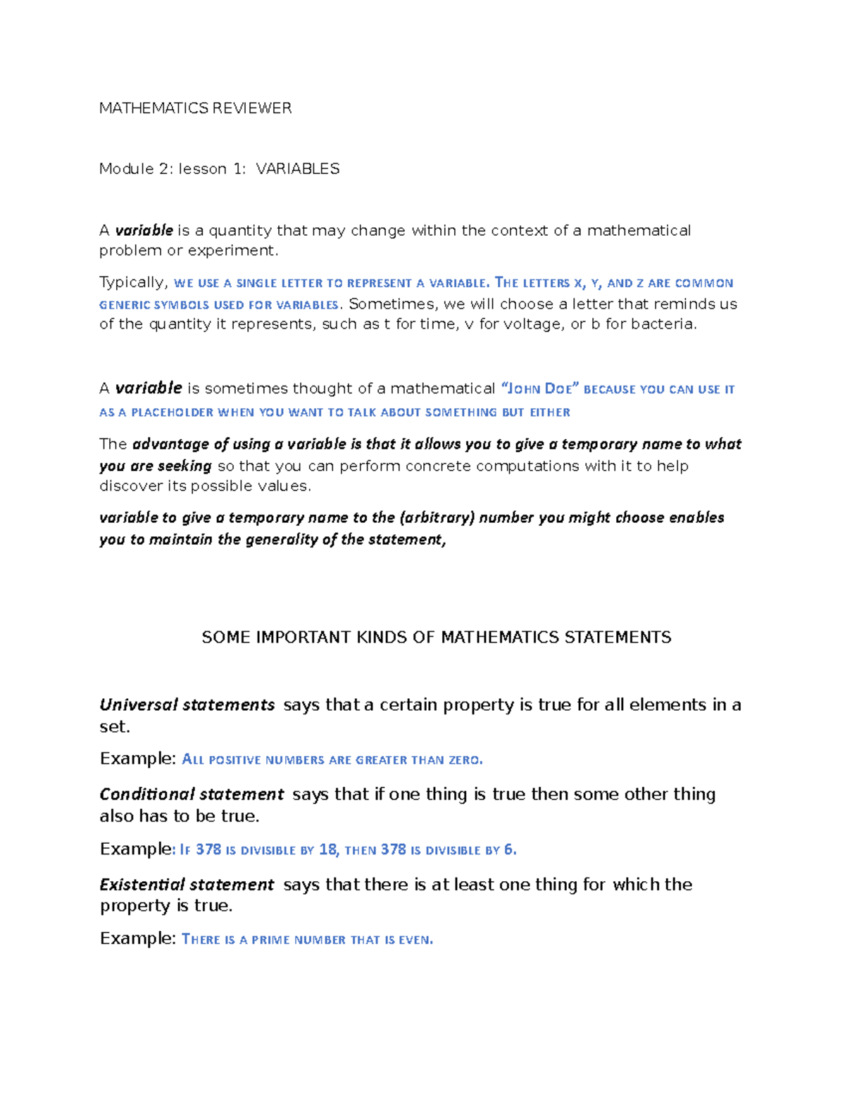 Mathematics Reviewer - this will help you in making your review easier ...