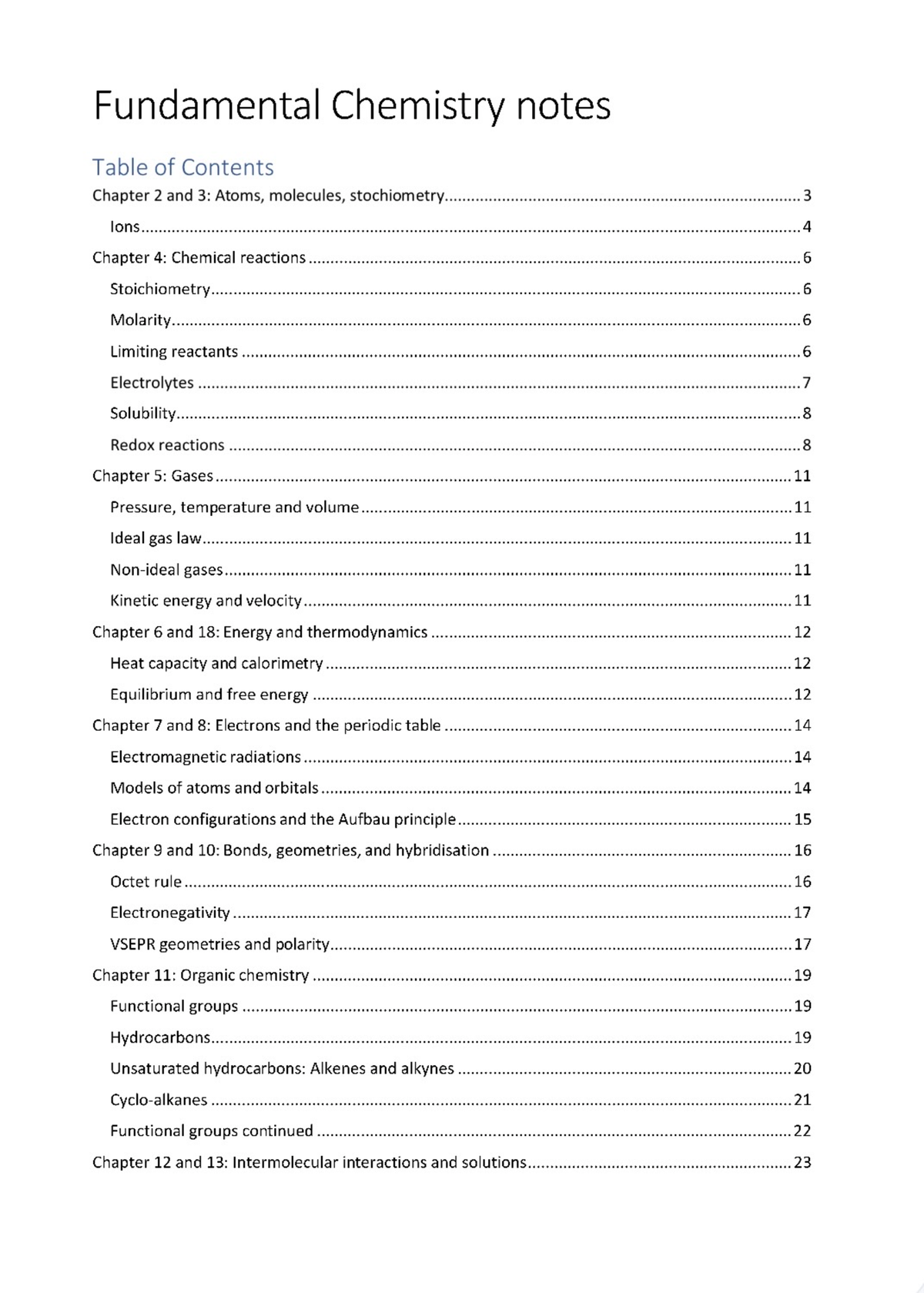 General Chemistry Summary - Fundamental Chemistry - Studocu