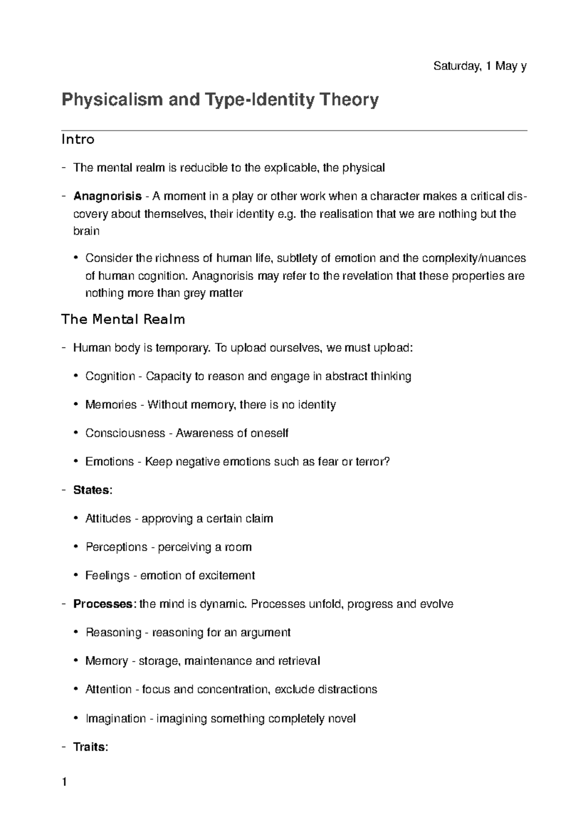 Lecture 2 - Physicalism - Friday, 30 August y Physicalism and Theory ...