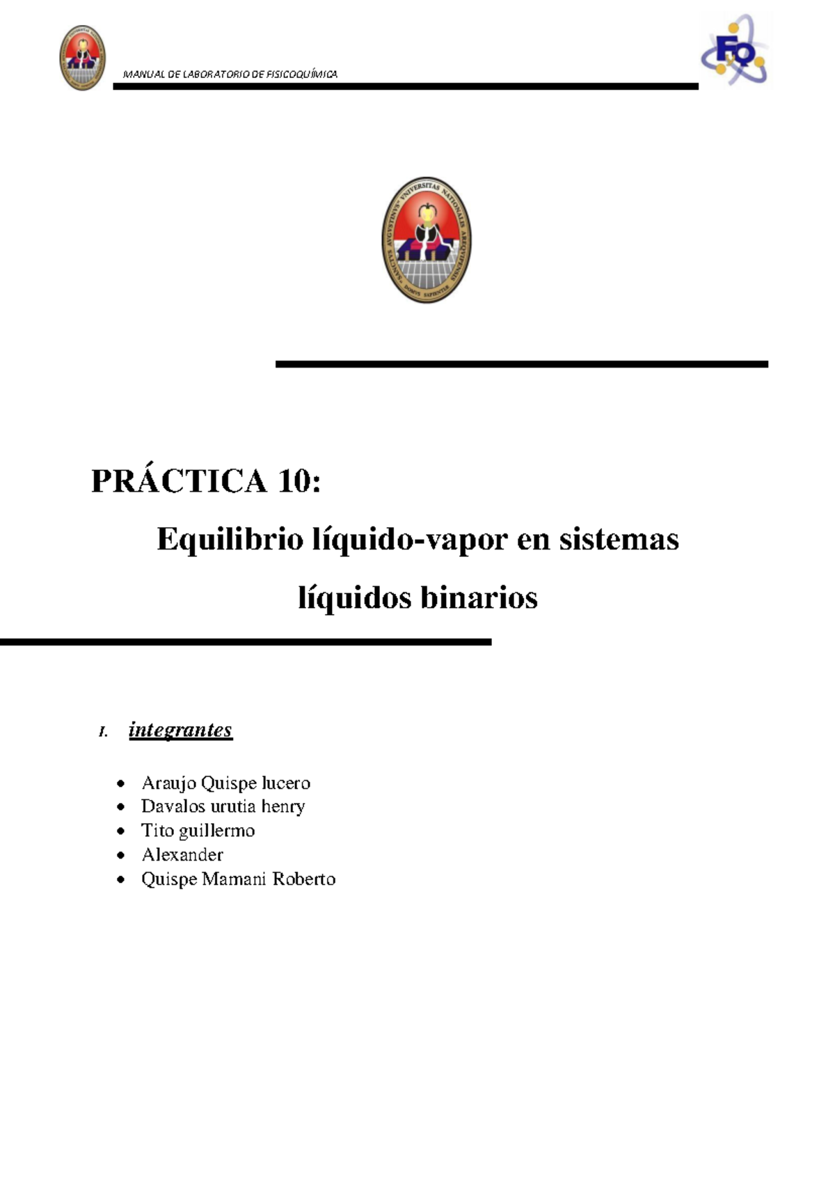 Práctica 10 - Fisicoquimica - Warning: TT: undefined function: 32 MANUAL DE LABORATORIO DE - Studocu