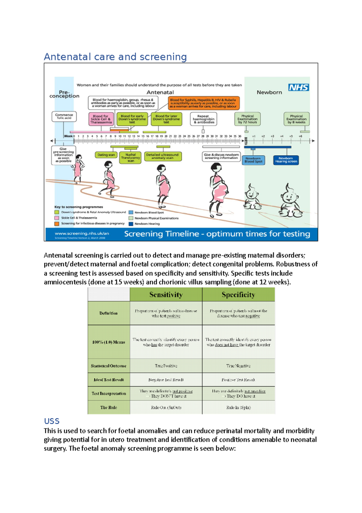 Antenatal care and screening - Antenatal care and screening Antenatal ...
