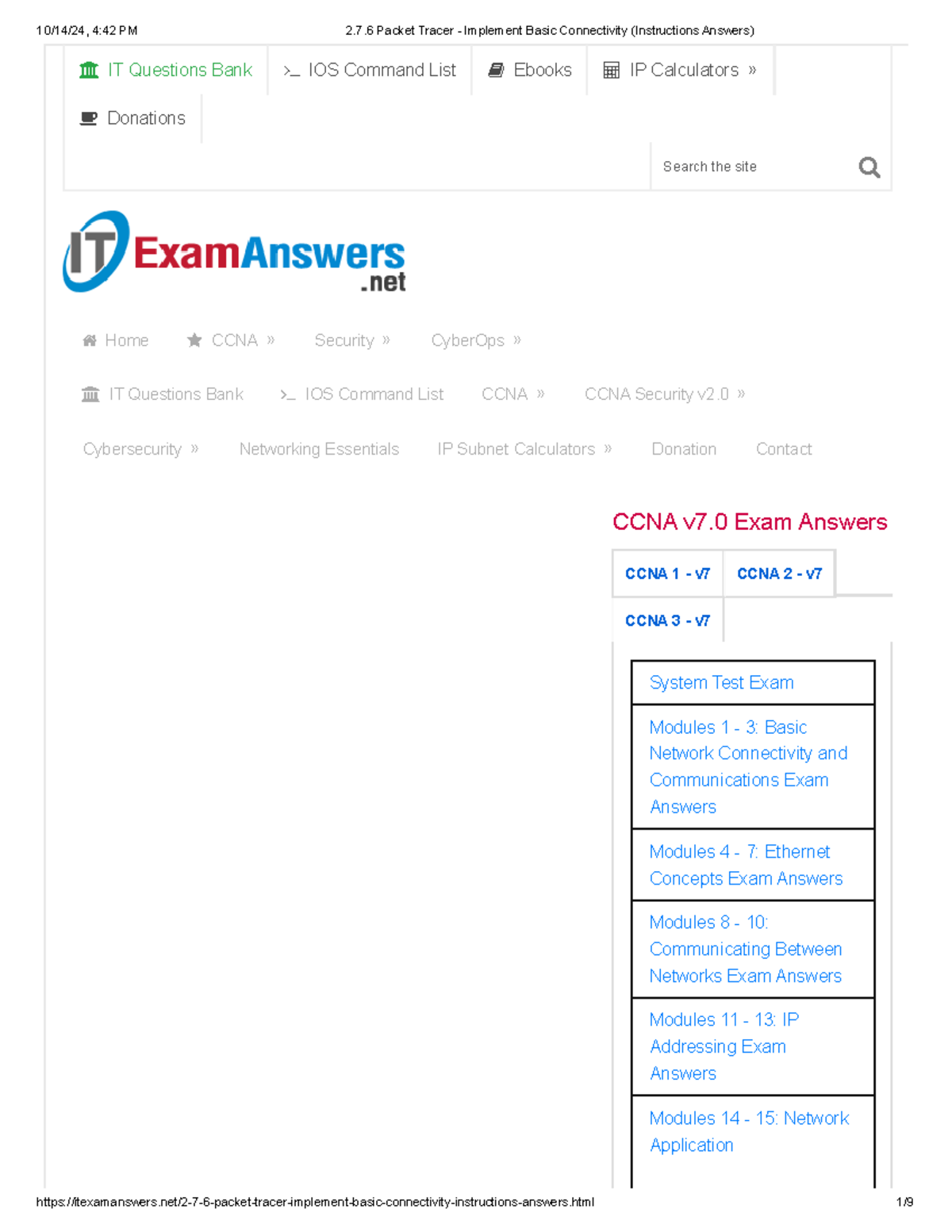 2.7.6 Packet Tracer - Implement Basic Connectivity (Instructions Answers) - CCNA v7 Exam Answers ...