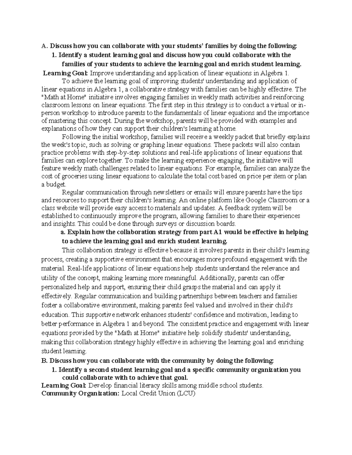 D188 Task 3 Communicating with Communities and Families to Enrich ...